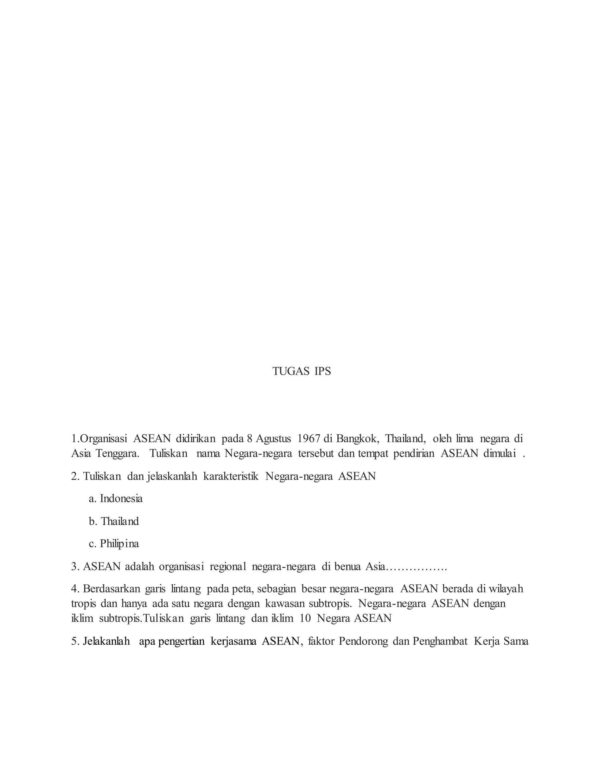 Kerjasama negara asean | DOCX