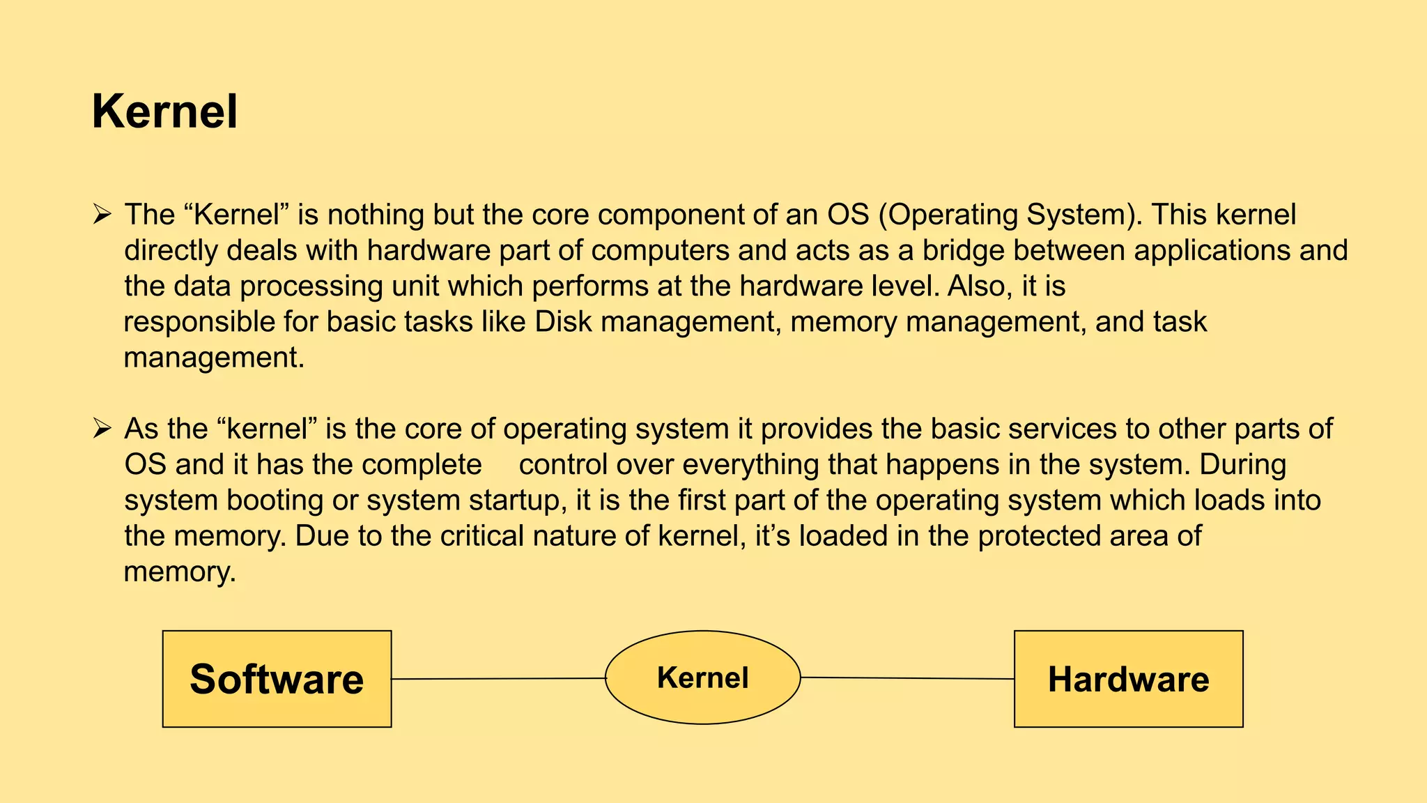 KERNEL.pptx | Operating Systems | Computer Software and Applications