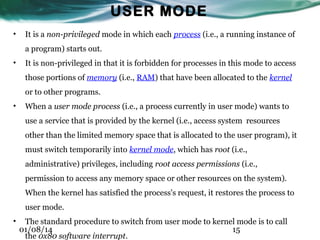 Kernel mode vs user mode in linux | PPT