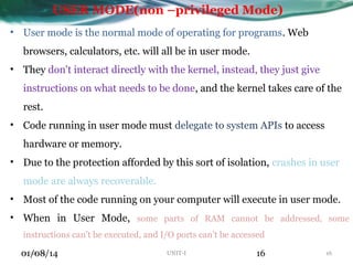 Kernel mode vs user mode in linux | PPT