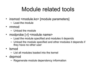 Linux kernel modules | PPT | Operating Systems | Computer Software and Applications