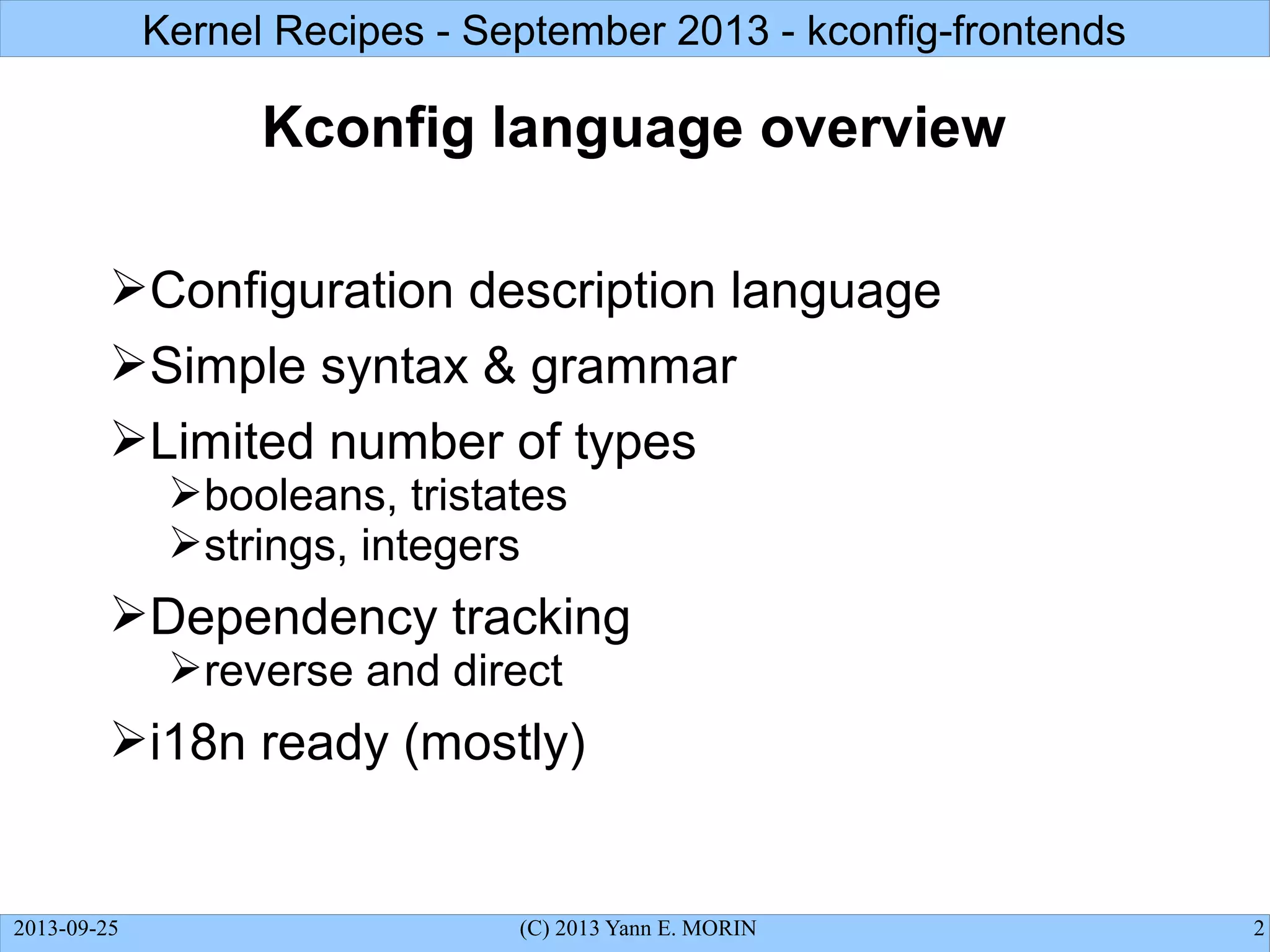 Kernel Recipes 2013 - kconfig-frontends, a packaging of the kconfig ...