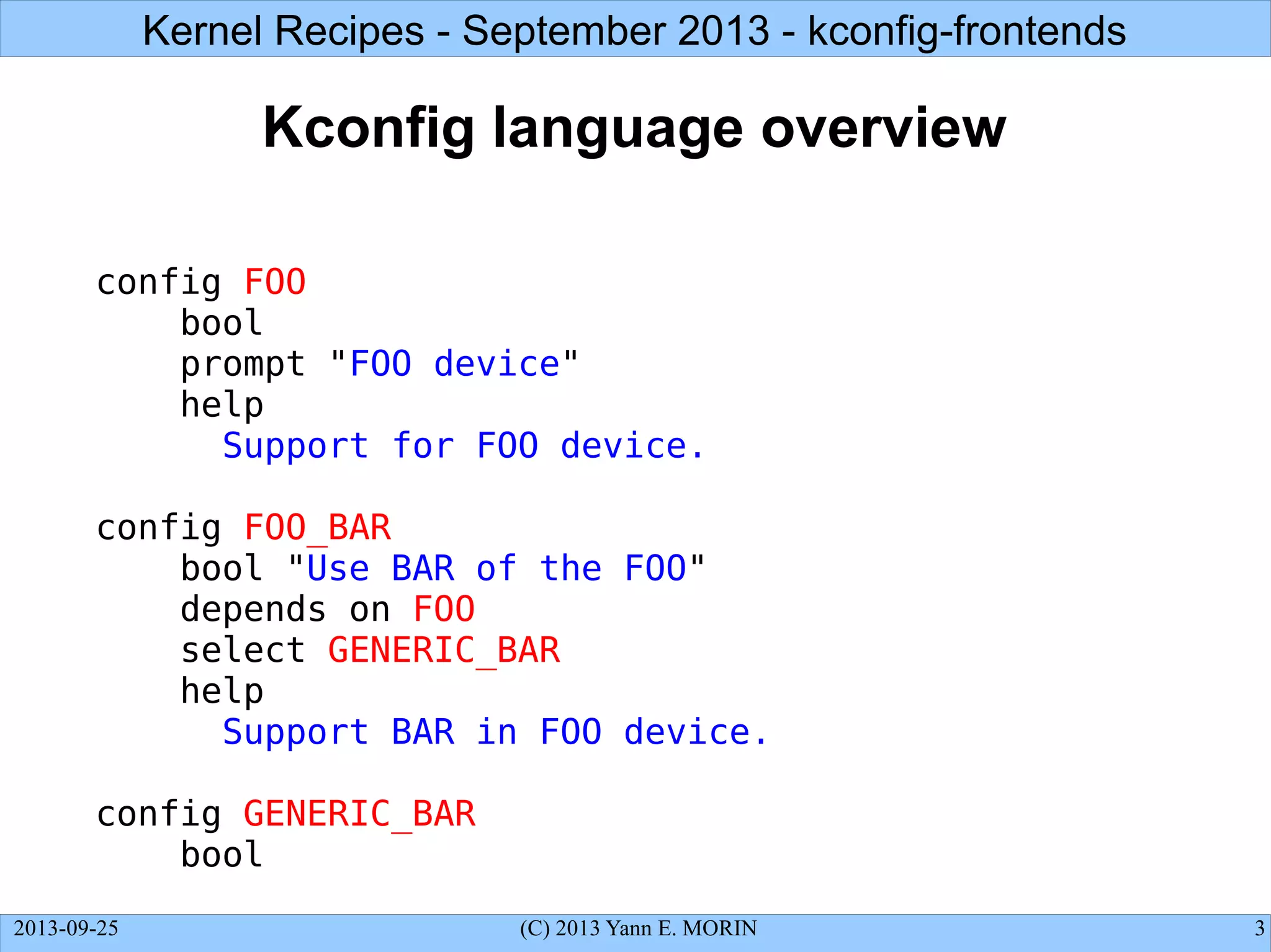Kernel Recipes 2013 - kconfig-frontends, a packaging of the kconfig ...