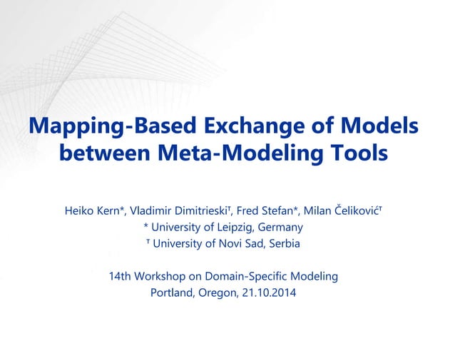 Mapping-Based Exchange of Models between Meta-Modeling Tools | PPTX | Graphics Software ...