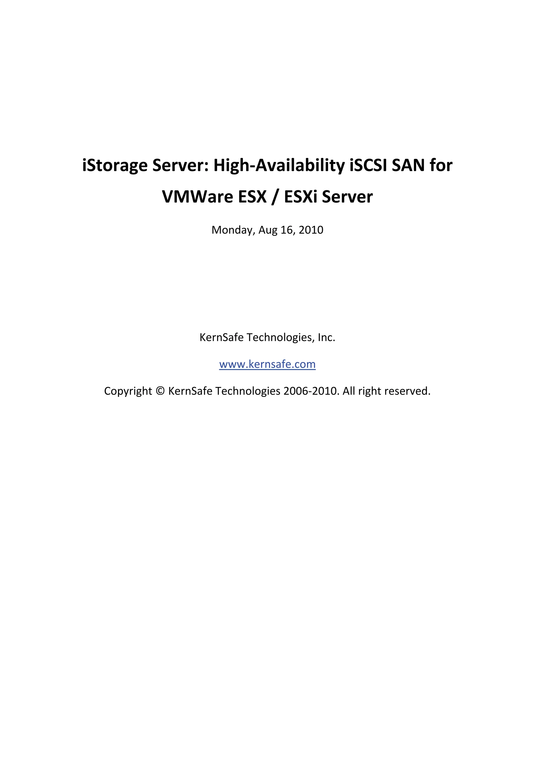 Kern safe istorage server-high-availability-iscsi-target-san-for-vm ...