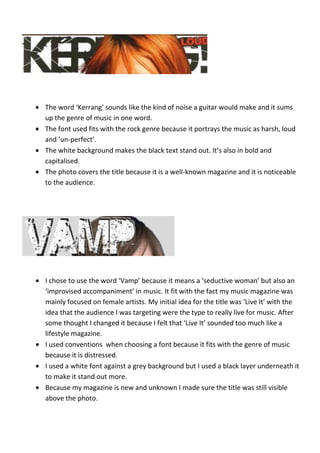 Kerrang and Vamp Conventions | DOCX