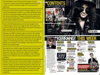 Kerrang contents page analysis. | PPTX
