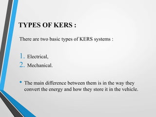 KINETIC ENERGY RECOVERY SYSTEM (senthil) | PPTX