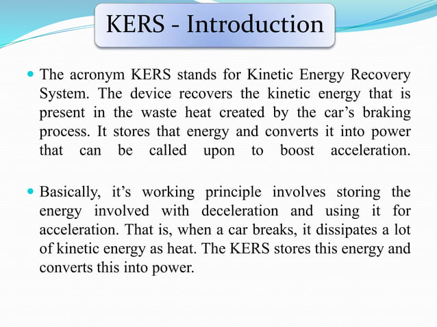 Kinetic energy recovery system ppt | PPTX