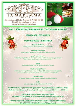 UW KERSTDINER ITALIAN STYLE & TRADITION | PDF | World Cuisines | Food & Drink
