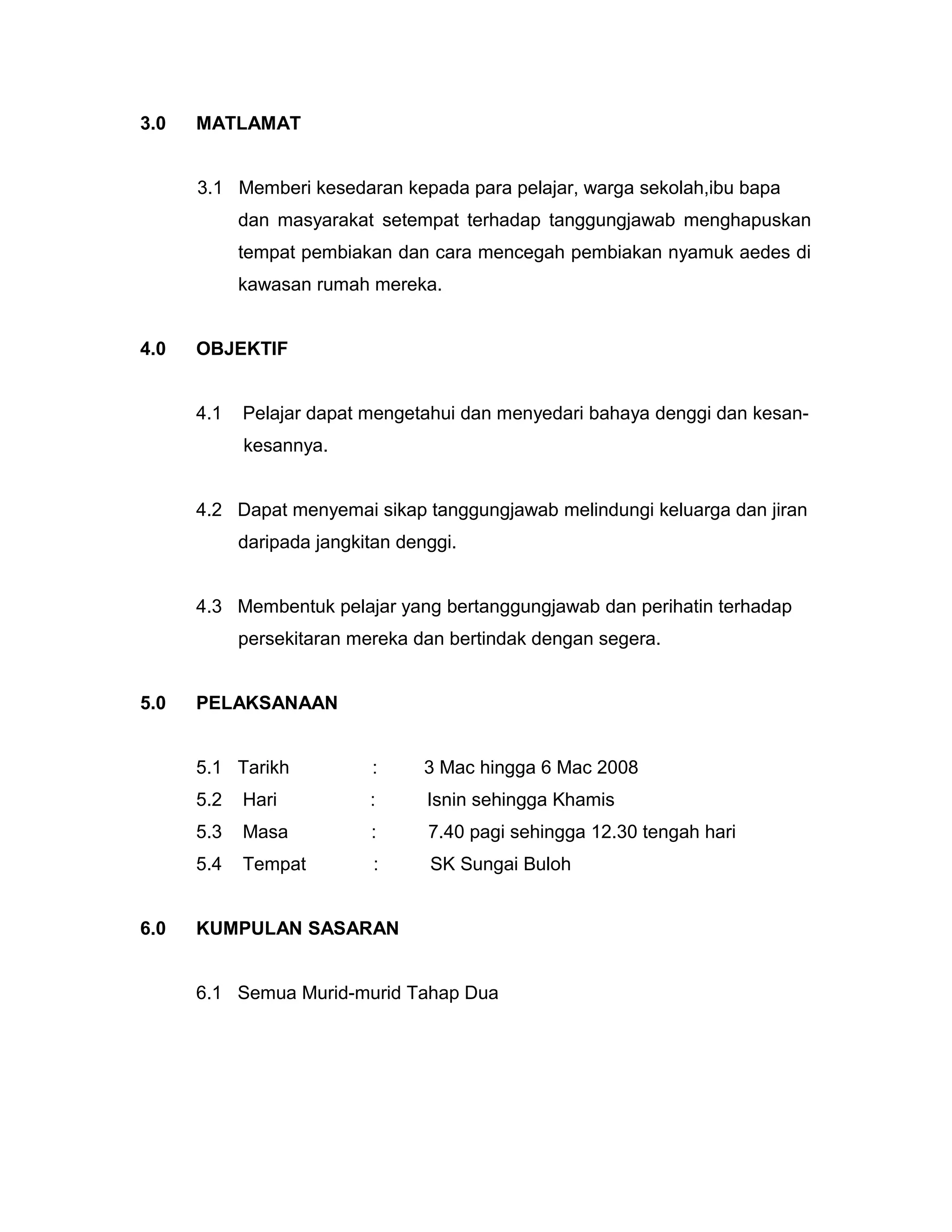 Kertas kerja minggu anti denggi | DOC