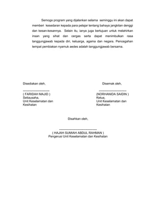 Kertas kerja minggu anti denggi | DOC