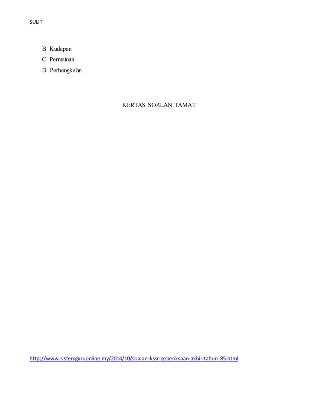 Kertas Soalan Bahasa Melayu Pemahaman Tahun 5 KSSR | DOC