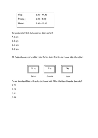 Kertas 1 matematik UPSR | DOCX