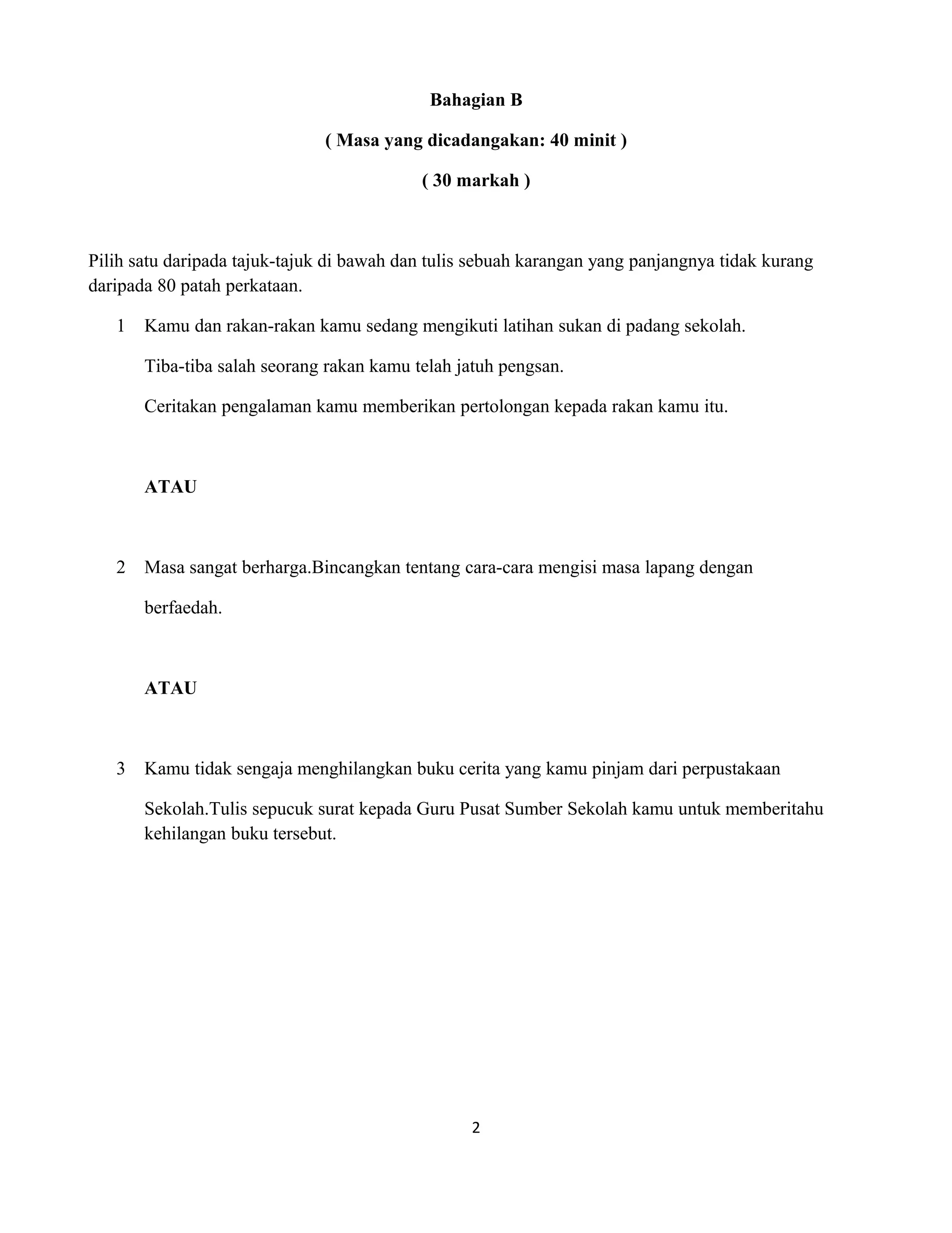 Kertas 2 penulisan tahun 5 | DOC