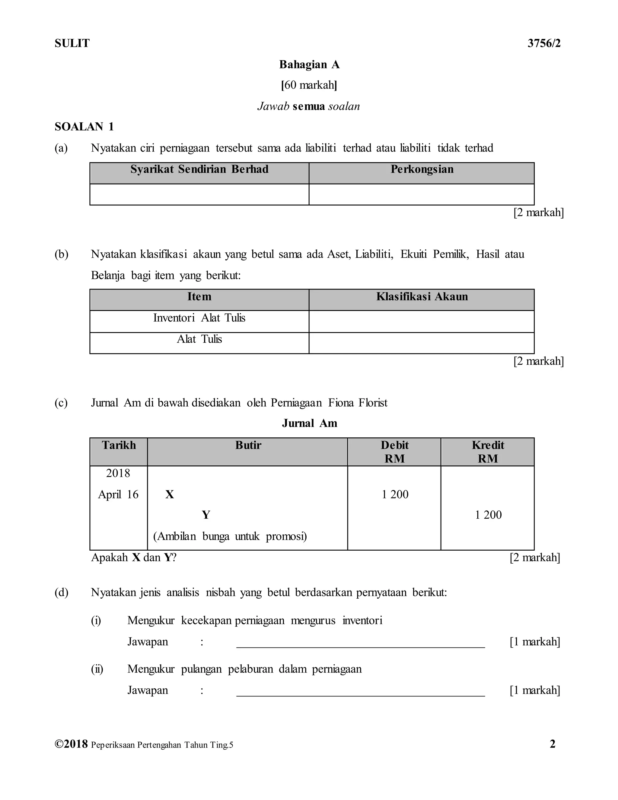Kertas 2 Prinsip Perakaunan Tingkatan 5 | DOCX