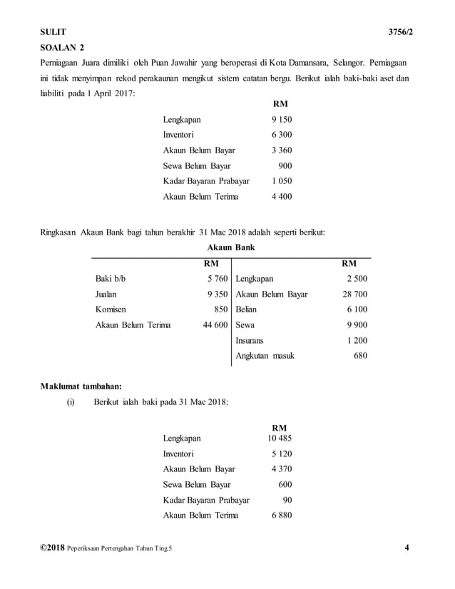 Kertas 2 Prinsip Perakaunan Tingkatan 5 | DOCX