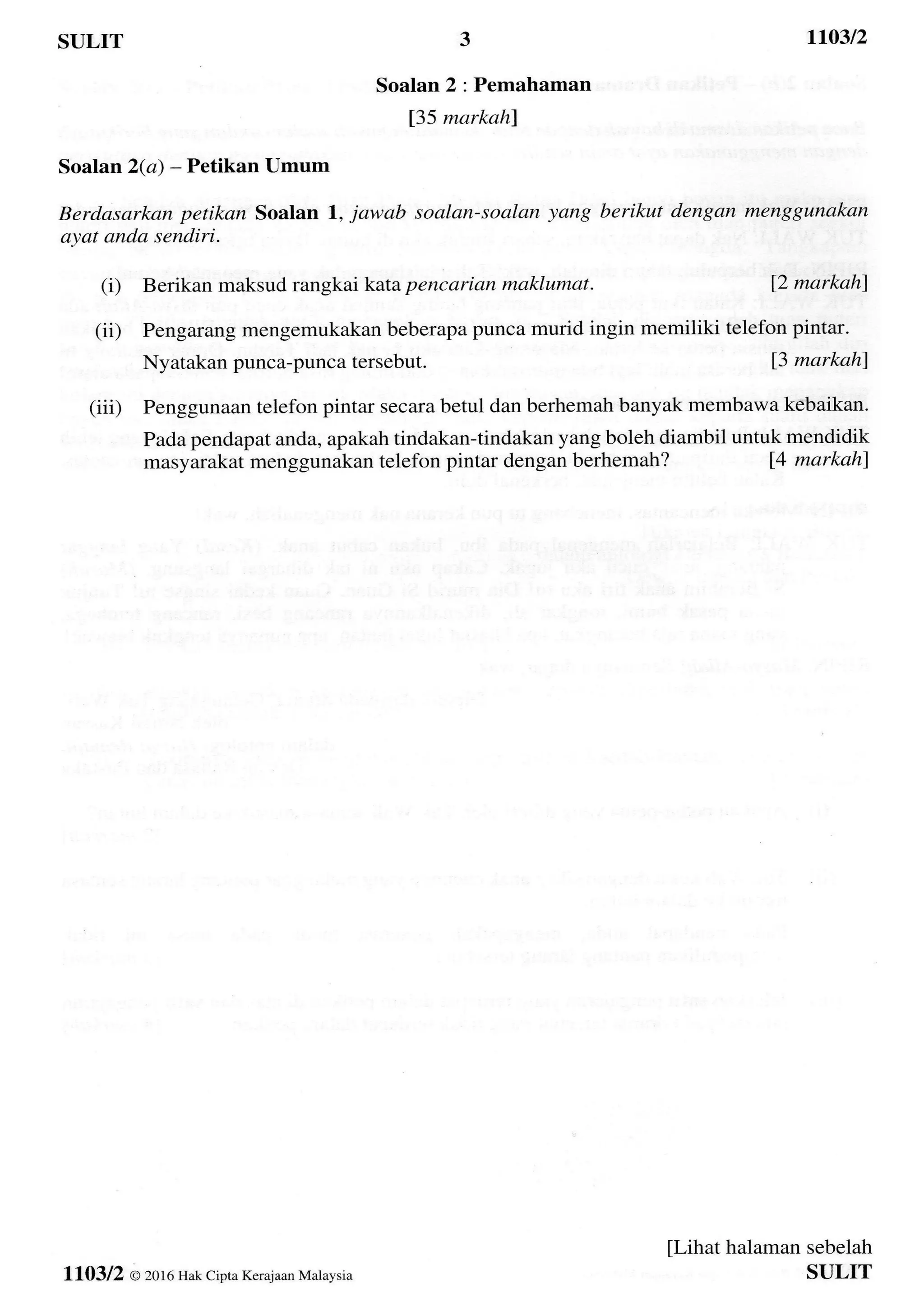 Contoh soalan peperiksaan Bahasa Melayu SPM kertas 2 | PDF
