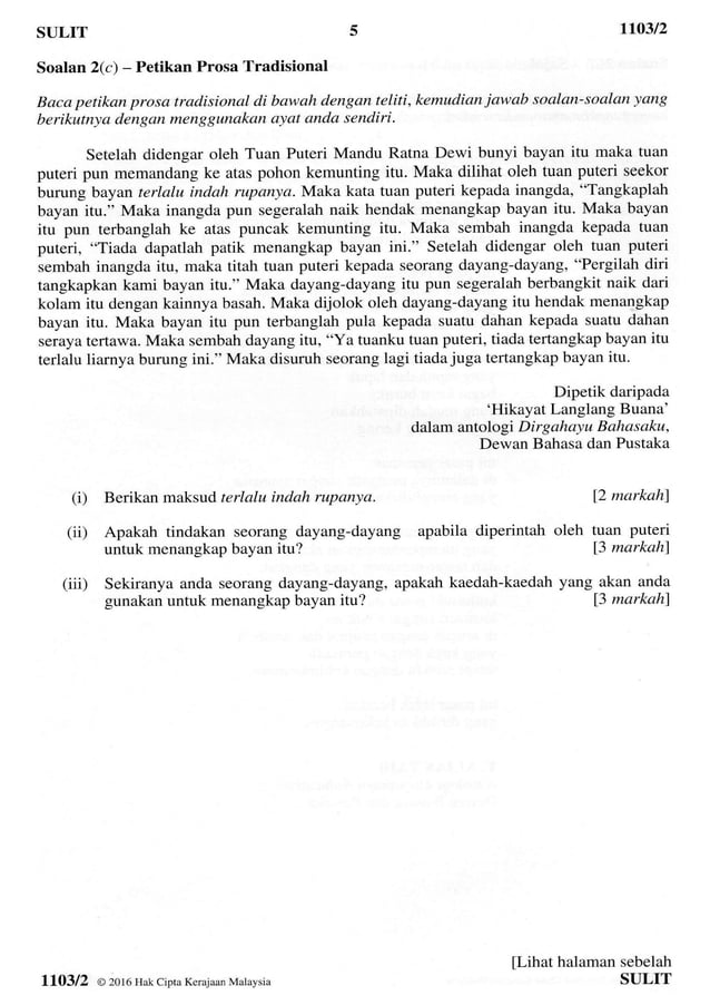 Contoh soalan peperiksaan Bahasa Melayu SPM kertas 2 | PDF