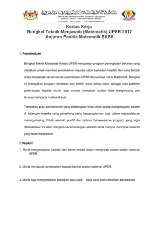 Kertas bengkel teknik menjawaab upsr 2017 | PDF