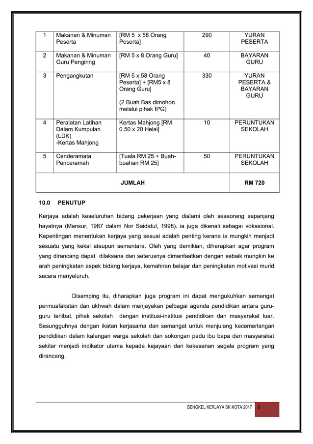 Kertas Cadangan Bengkel Kerjaya | DOC