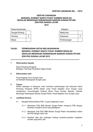 Kertas cadangan bengkel kbpss cemerlang daerah kmy smkbsp 19 mei 2015 | PDF