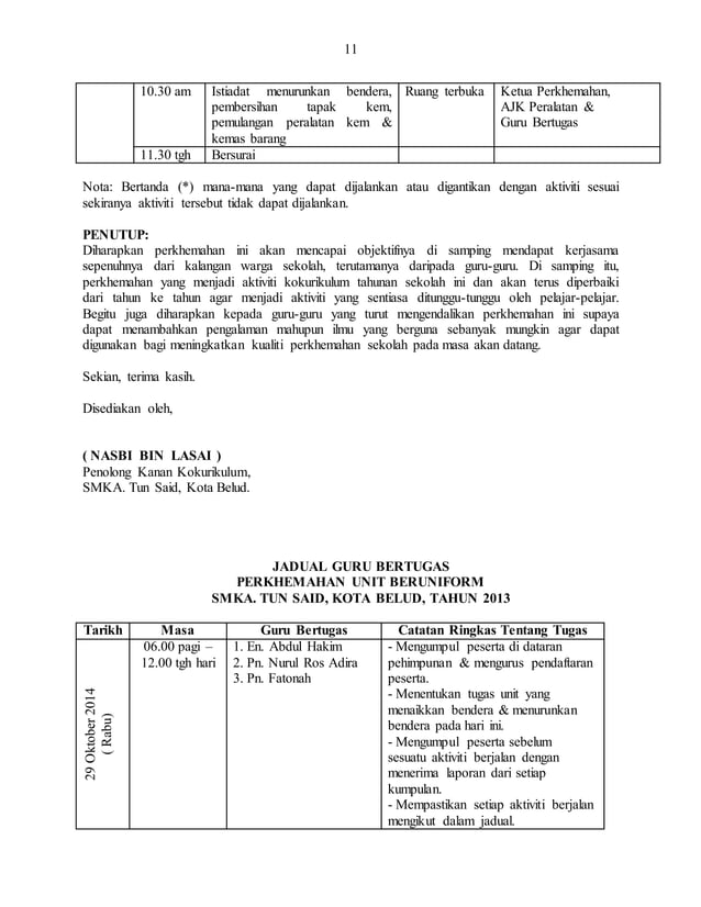 Kertas cadangan kem uniform 2014 | PDF