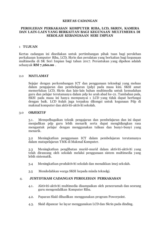 Kertas cadangan/ paperwork | DOCX