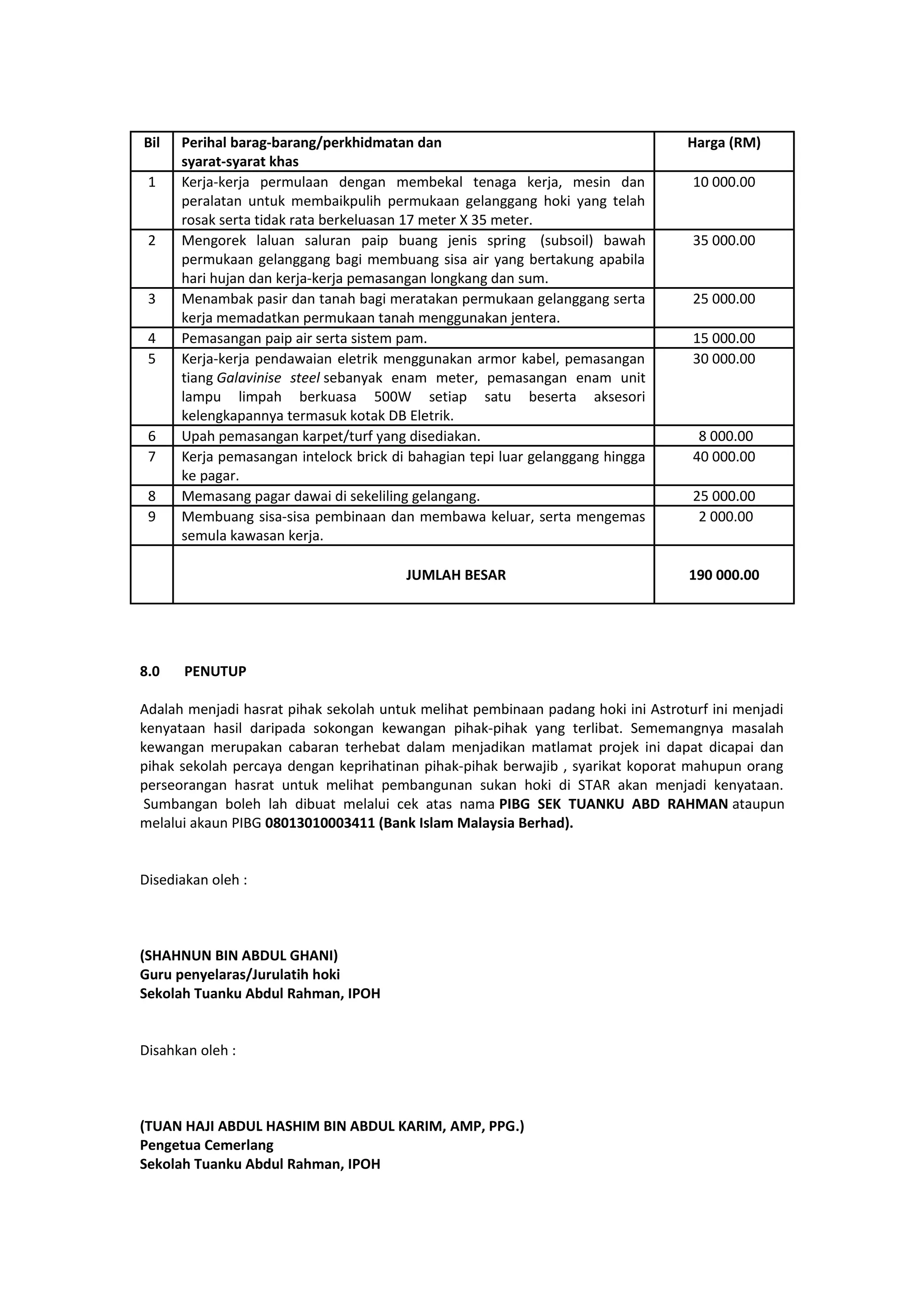 Kertas cadangan pembinaan padang hoki mini astrotu | DOC