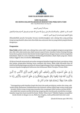 Kertas isu falak dalam ibadah 1 | PDF