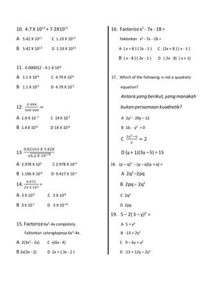 MONTHLY JAN-FEB MATH TEST FORM 4 2019 | PDF