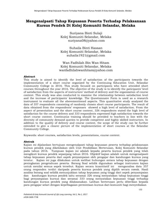 Mengenalpasti Tahap Kepuasan Peserta Terhadap Pelaksanaan Kursus Pendek ...