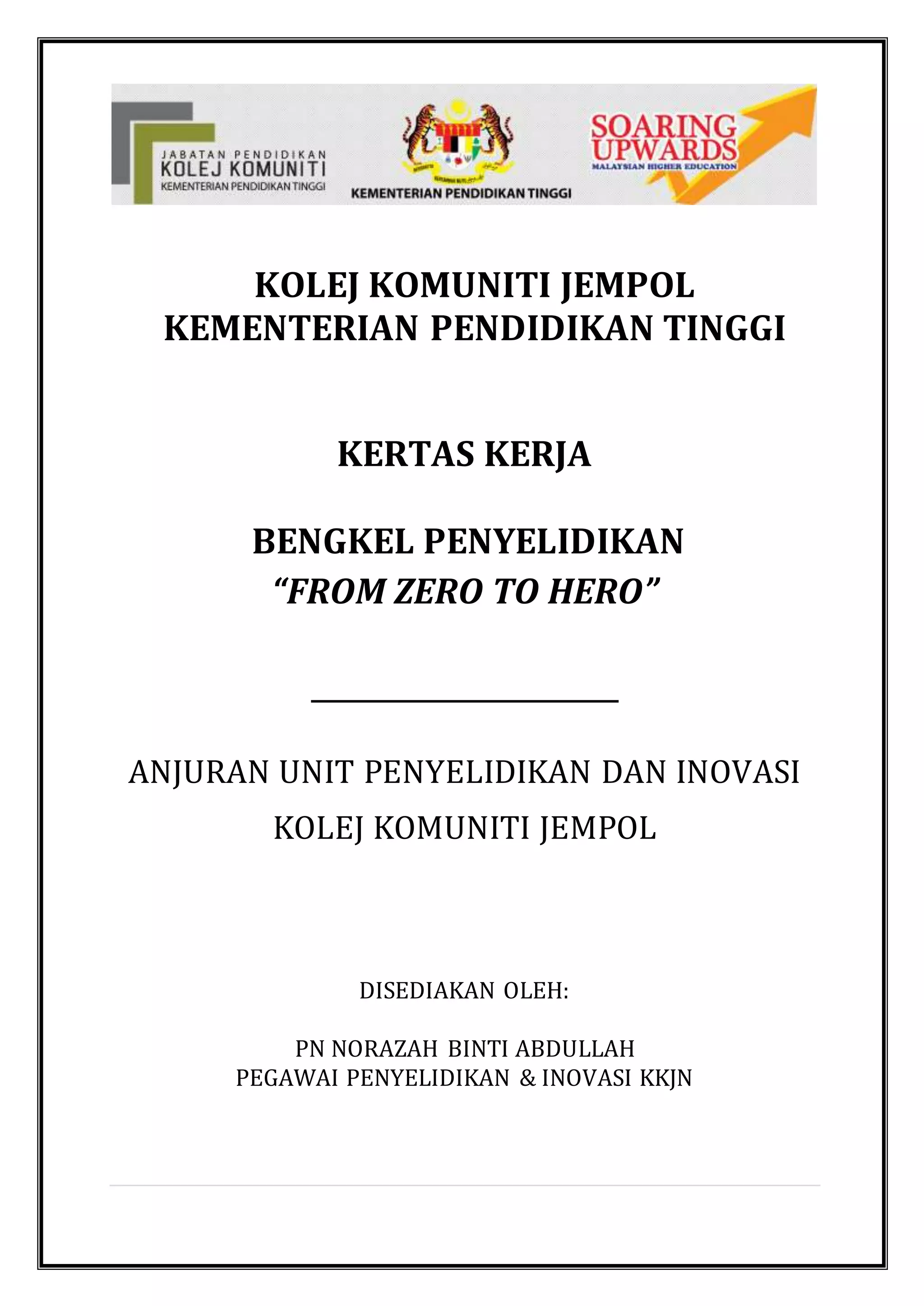 Kertas kerja Bengkel Penyelidikan | DOCX