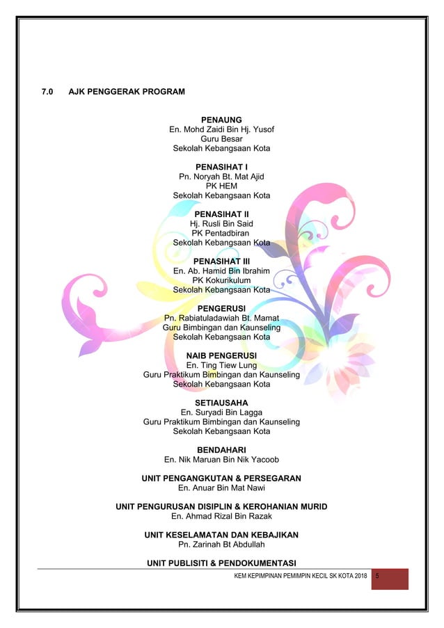 Kertas kerja program kem kepimpinan pemimpin kecil | DOC