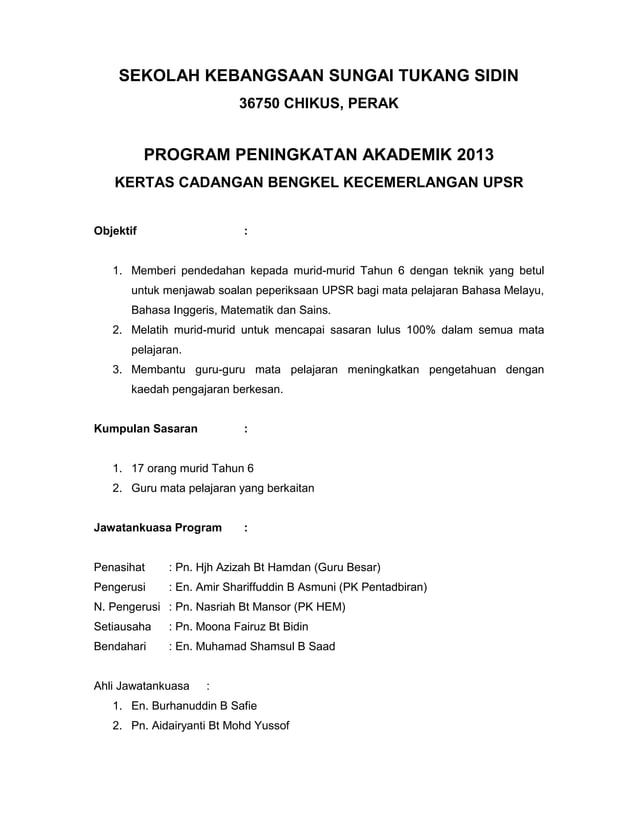 Kertas kerja bengkel menjawab soalan upsr | DOCX