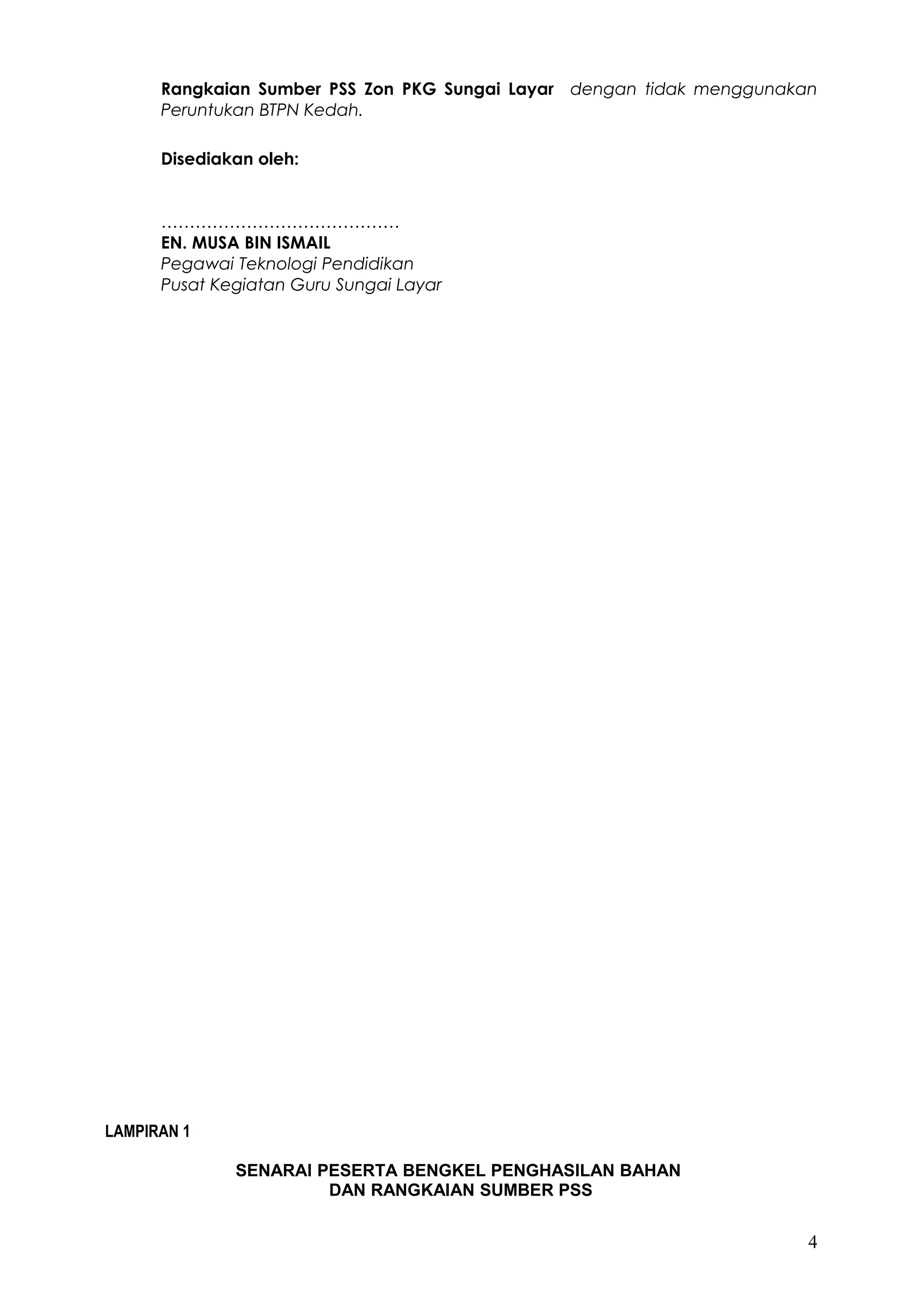 Kertas kerja bengkel penghasilan bahan & rangkaian sumber pss smkbsp 2015 | DOC