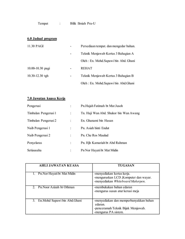 Kertas kerja bengkel teknik menjawab | DOCX