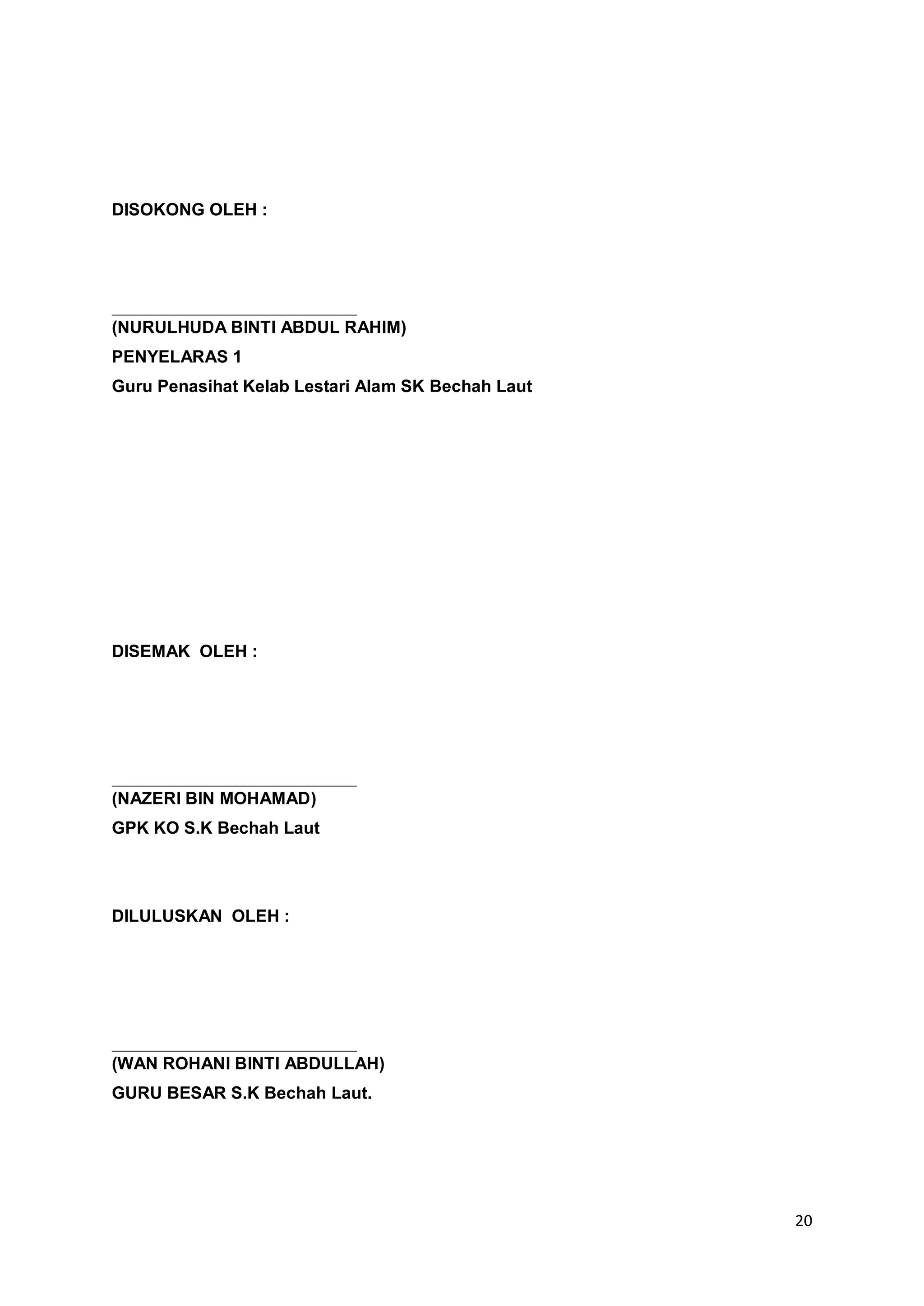 KERTAS KERJA CADANGAN PENUBUHAN KELAB LESTARI ALAM | PDF