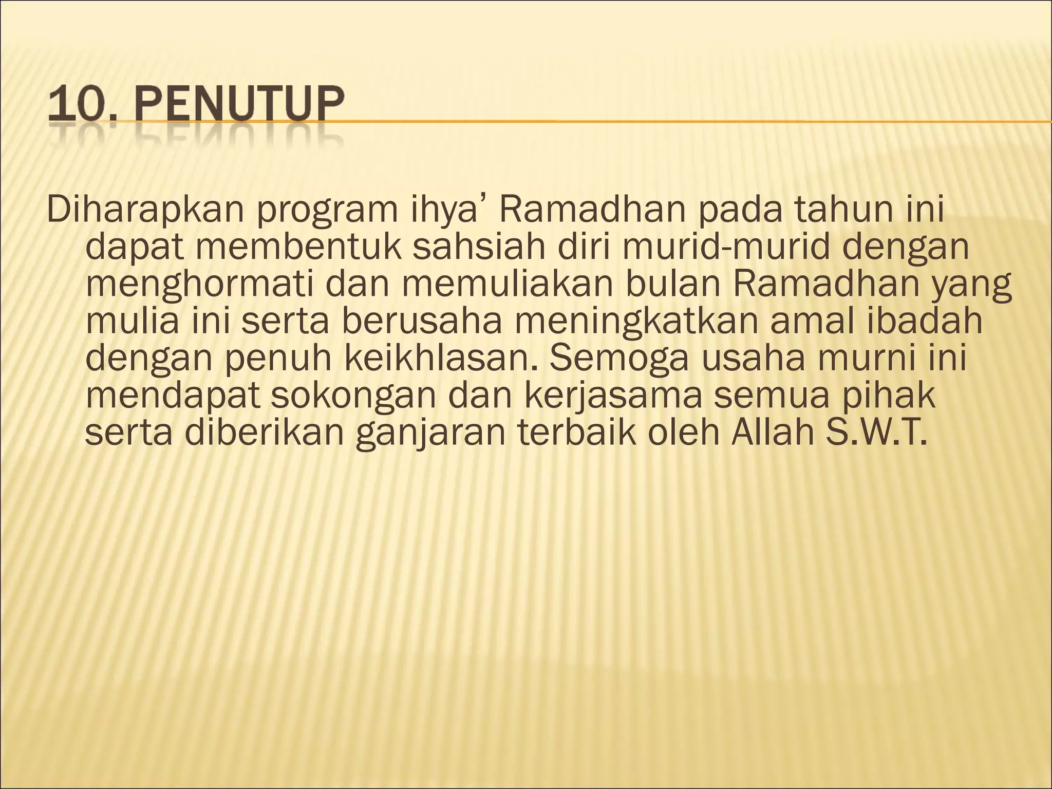 Kertas kerja cadangan projek ihya’ ramadhan 2009 | PPT