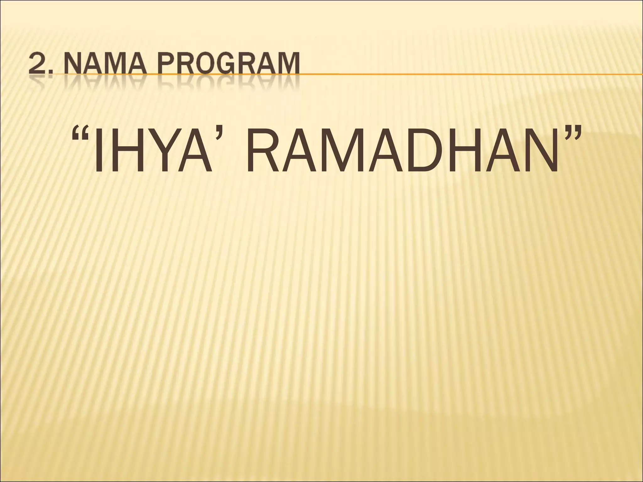 Kertas kerja cadangan projek ihya’ ramadhan 2009 | PPT