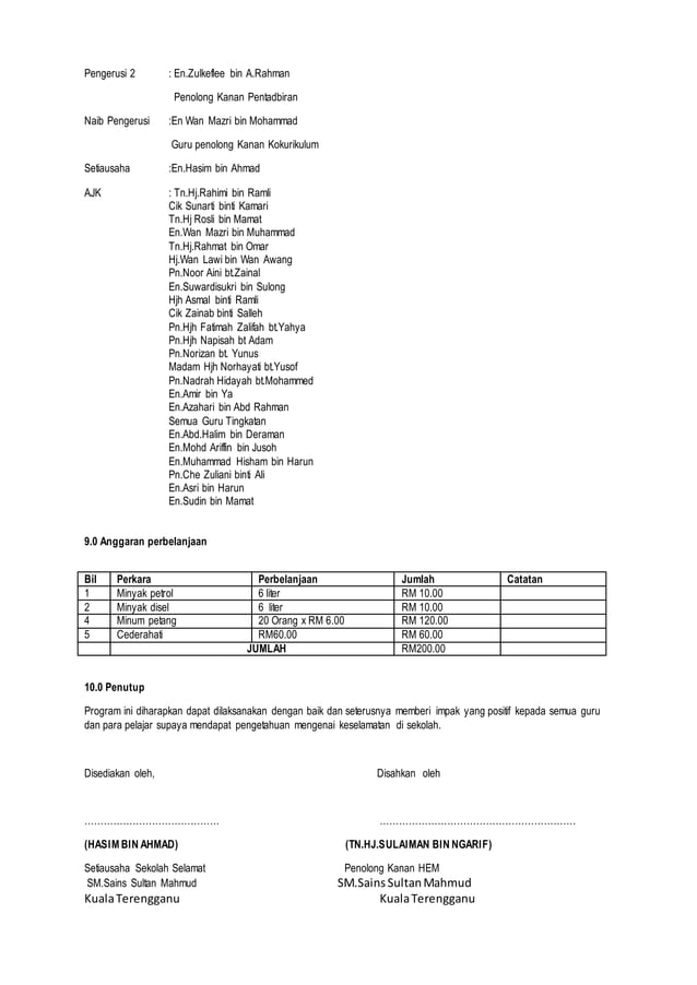 Kertas kerja fire drill | DOCX