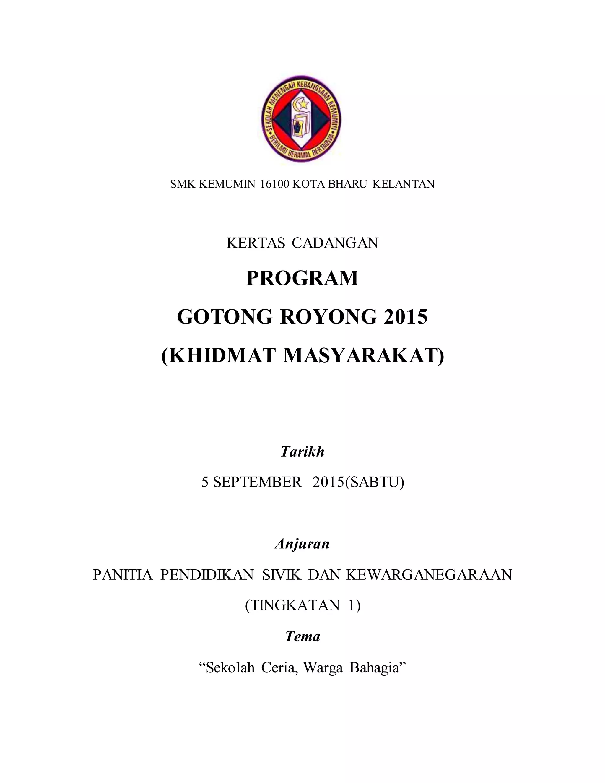 Kertas kerja gotong royong psk t1 | DOCX