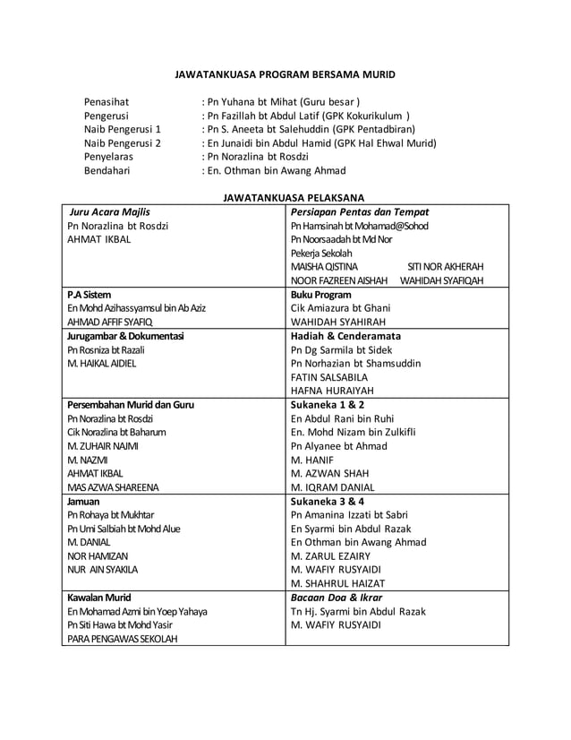 Kertas kerja hari guru skbt 2018 | PDF