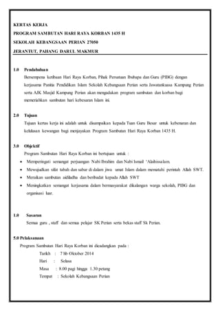 Kertas kerja hari raya korban sk perian | DOCX