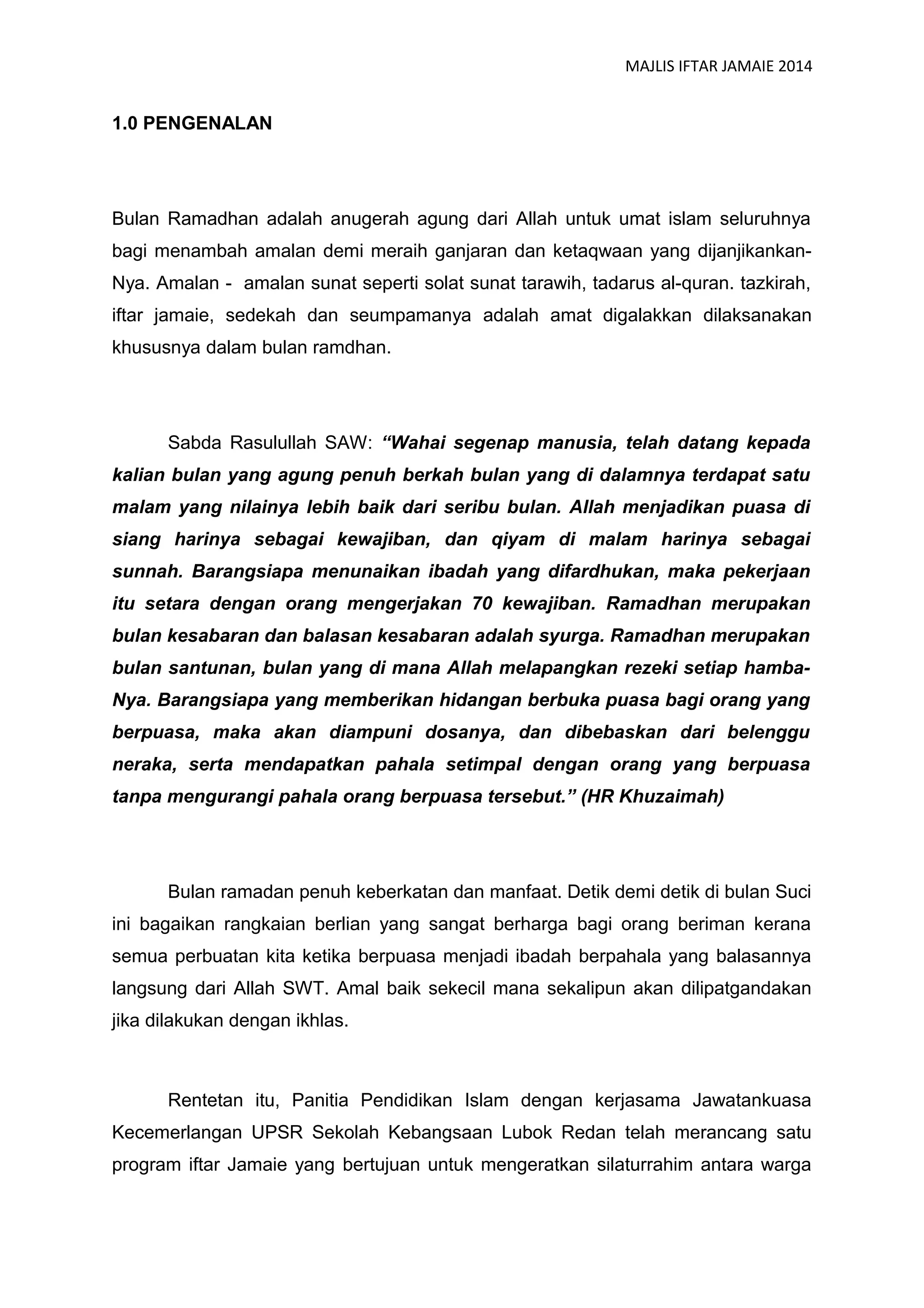 Kertas kerja iftar jamaie | DOC