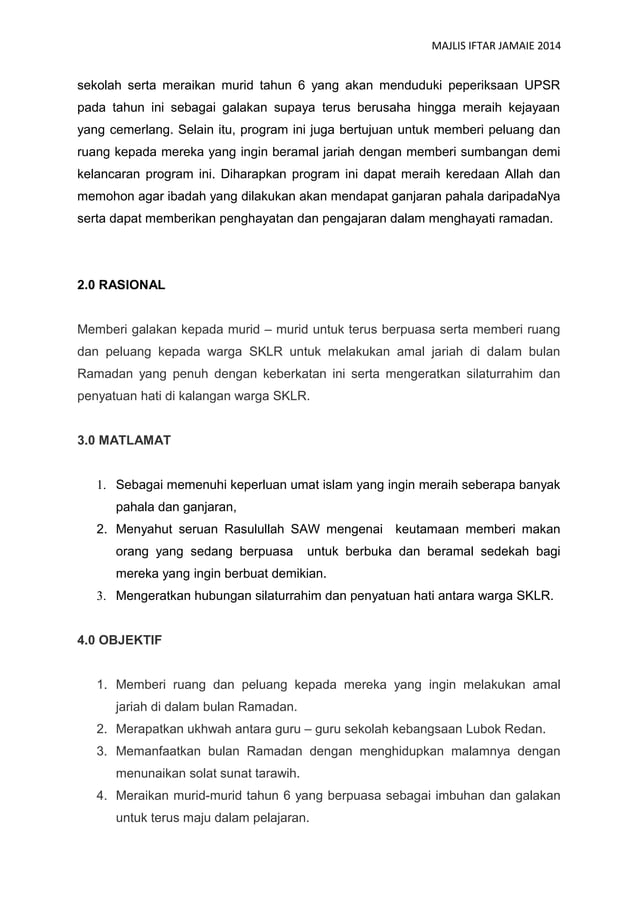 Kertas kerja iftar jamaie 2014 | PDF