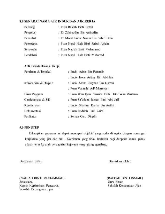 Kertas Kerja Kem Kepimpinan Pengawas | DOCX