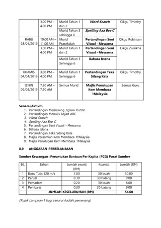 Kertas kerja kem membaca 1 malaysia 2019 | DOCX