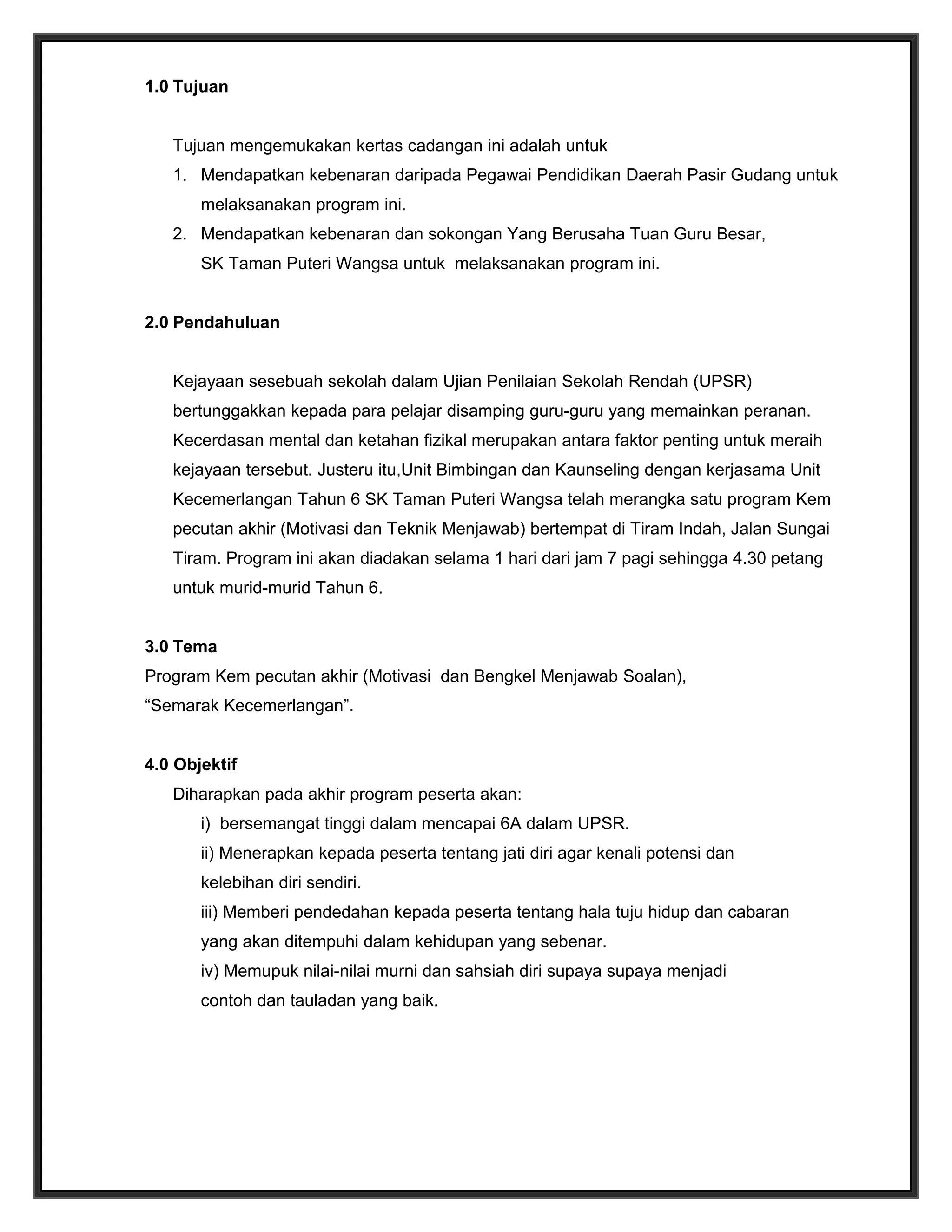 Kertas kerja kem pecutan akhir tahun 6 2018 | DOC