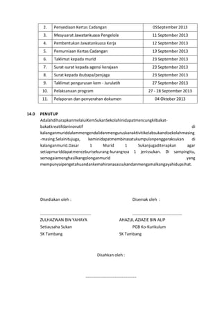 Kertas kerja kem sukan sekolah 2013 | PDF